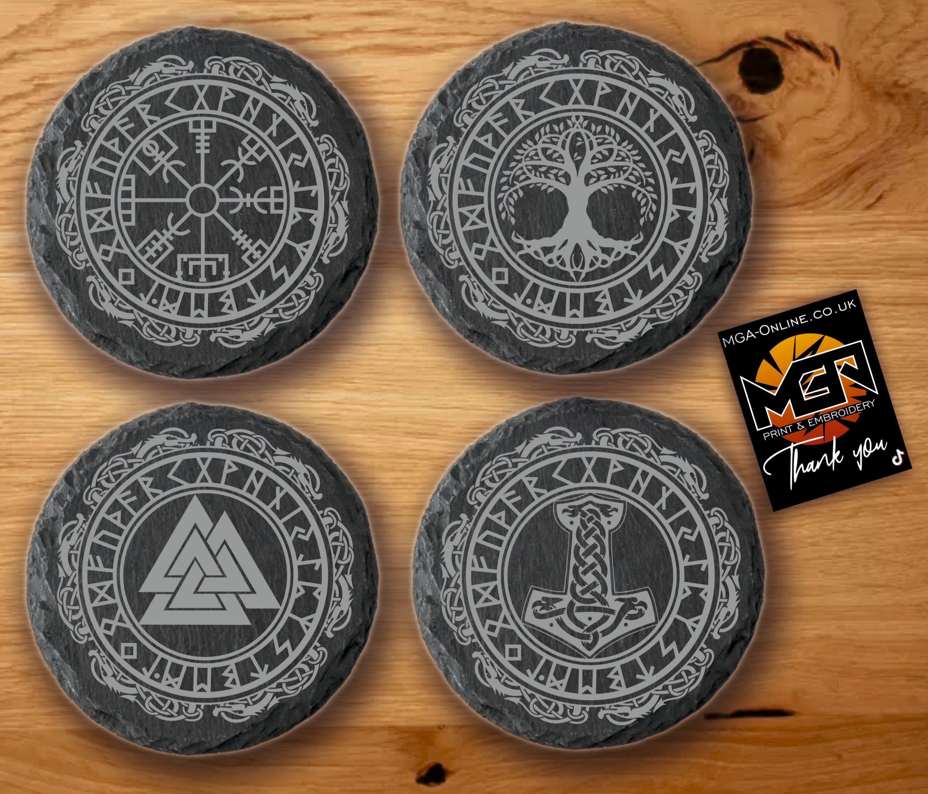 Premium Slate Norse Coasters, Slate Viking Coaster. – MGA Online